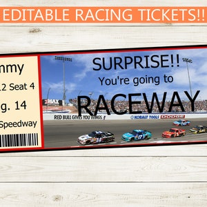 Printable and Editable Car Racing Tickets // Adobe Editable PDF ...