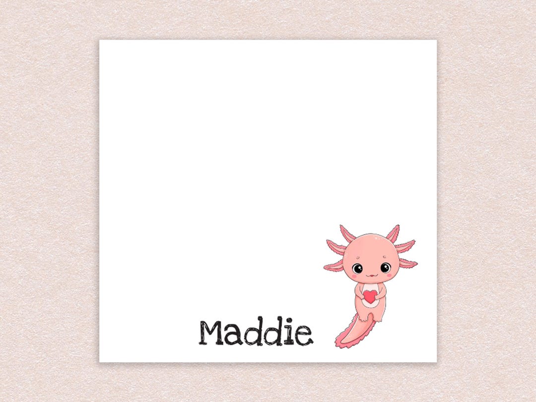 Axolotl Personalized Sticky Notes // 3x3 Inch With 50 Notes per Pad ...