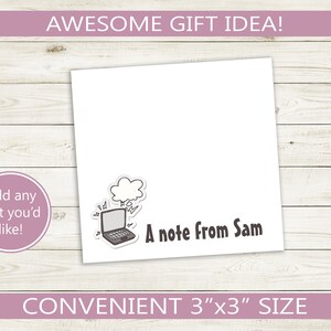 Personalized Sticky Notes With Custom Text and Computer Design // 3x3 ...