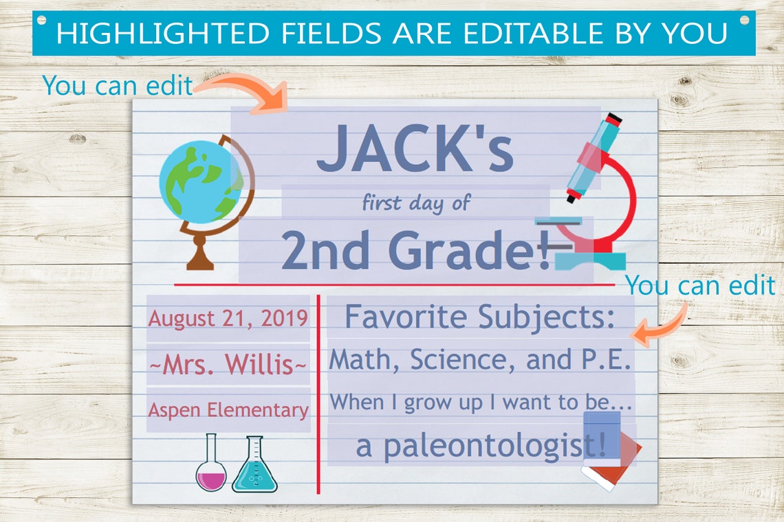 Editable First or Last Day of School Sign // Instant Download PDF ...