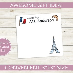 Personalized Sticky Notes With French Design and Custom Text // 3x3 ...