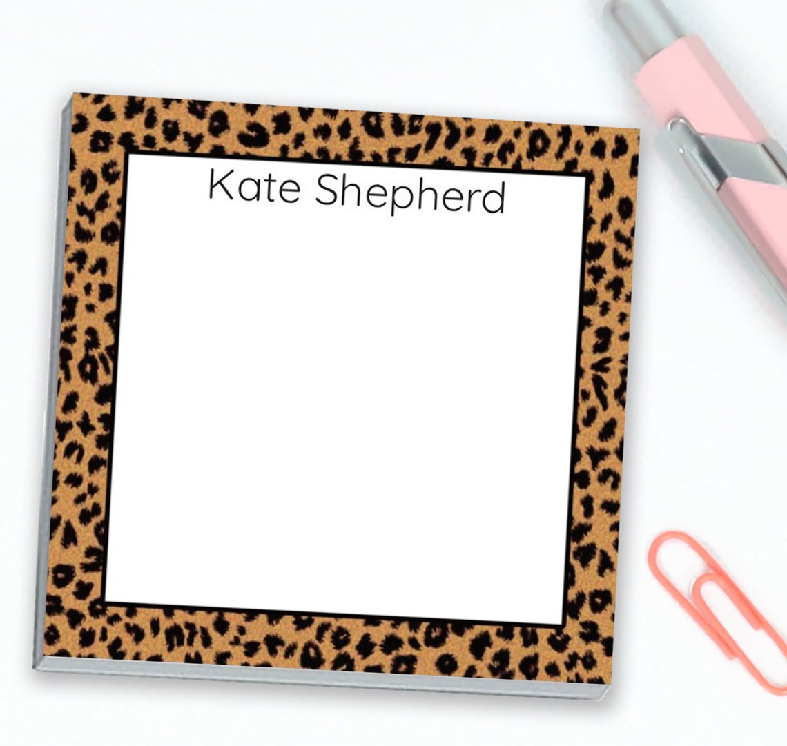 Personalized Sticky Notes With Custom Name and Cheetah Print - Etsy