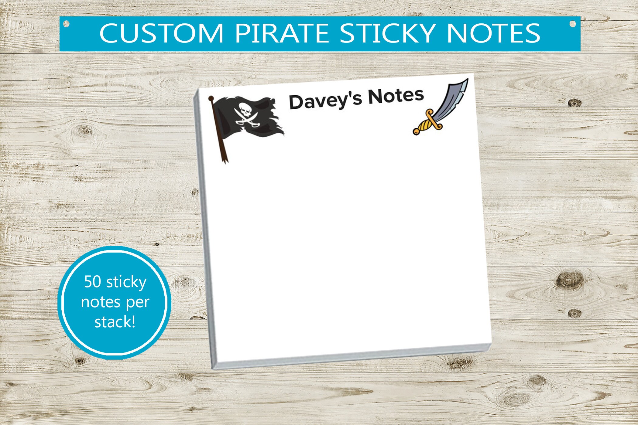 Custom Pirate Sticky Notes // Personalized With Any Text // 50 - Etsy