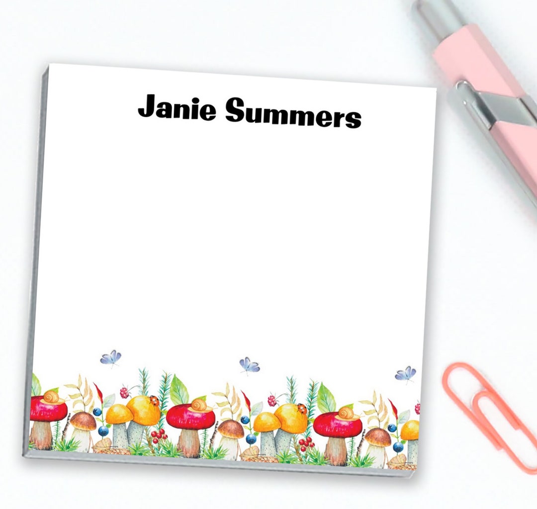 Personalized Sticky Notes With Custom Text and Mushroom Design // 3x3 ...