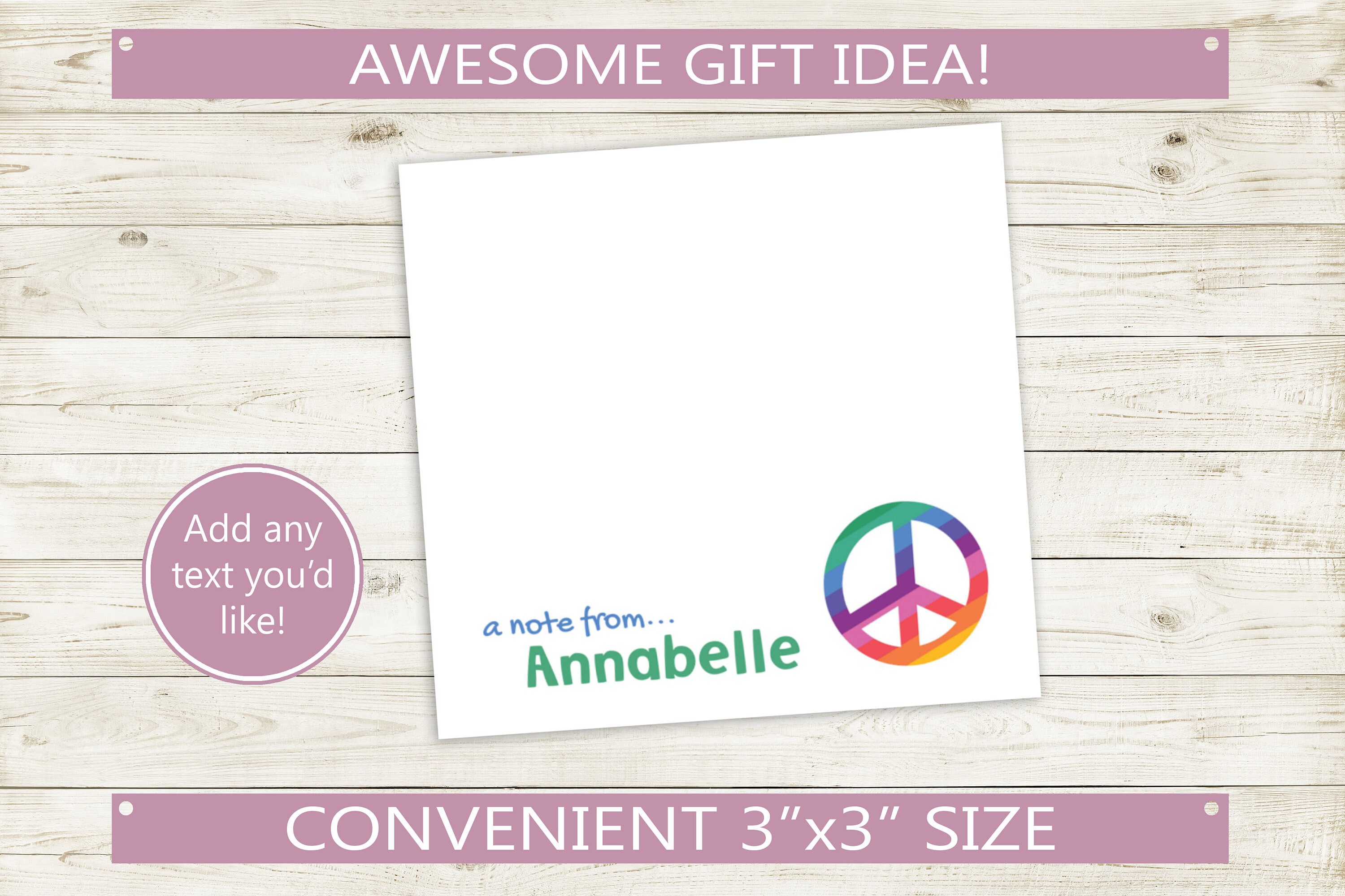 Personalized Sticky Notes // Peace Sign Hippy Colorful Design - Etsy