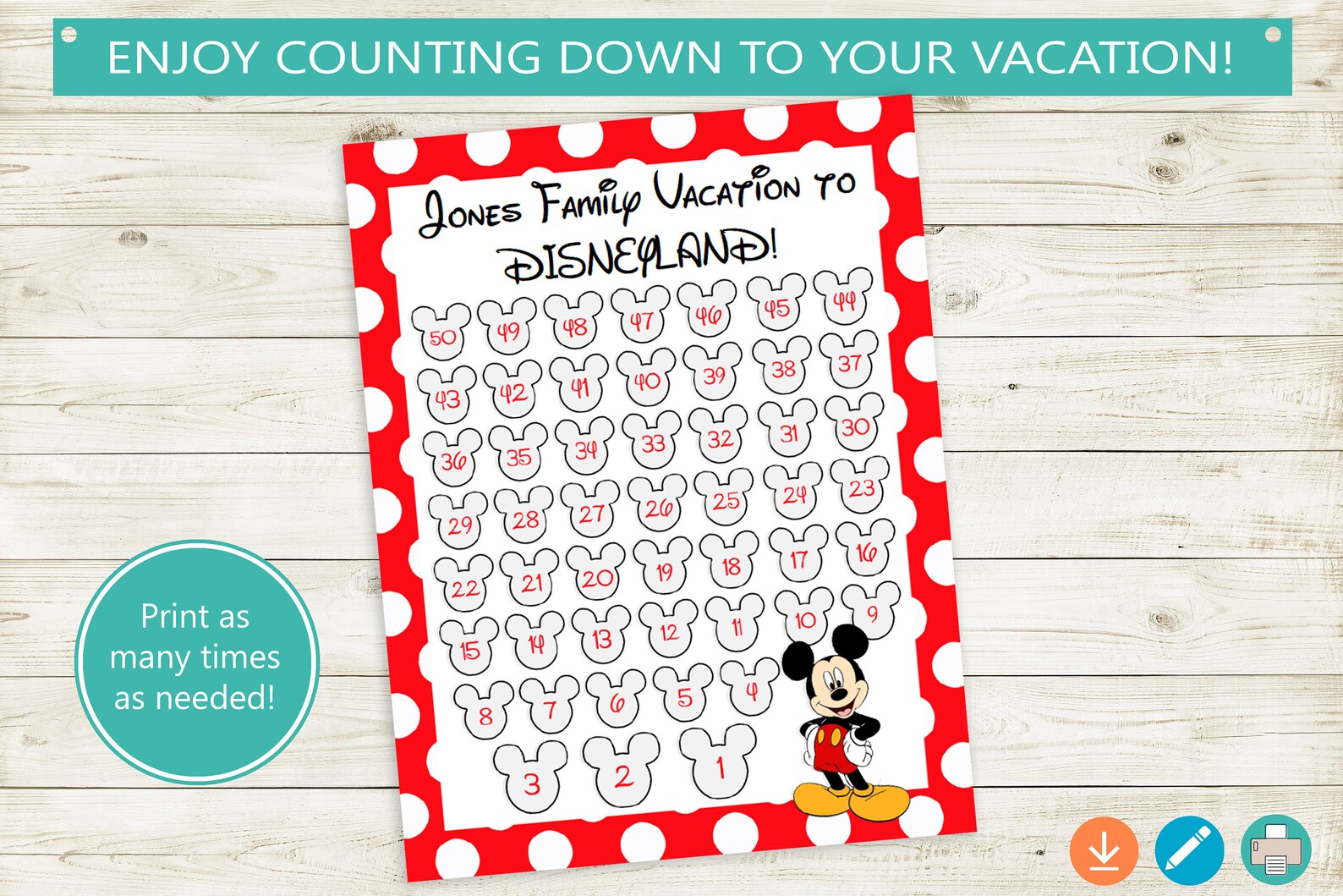 Vacation Countdown Editable PDF // Custom Name, 50 Day Countdown ...