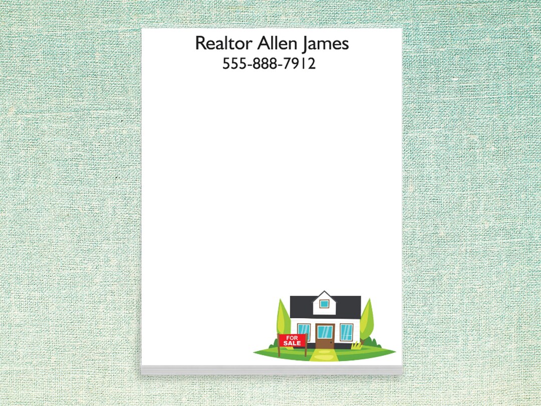 Custom Realtor Notepad With Personalized Text // 50 Sheets per Pad 4"x5 ...