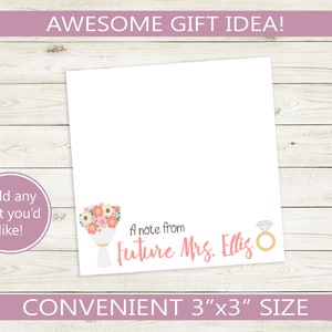 Personalized Sticky Notes With Wedding Design and Custom Name // 3"x3 ...