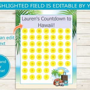 Vacation Countdown Printable // Editable PDF // Instant Download, DIY ...