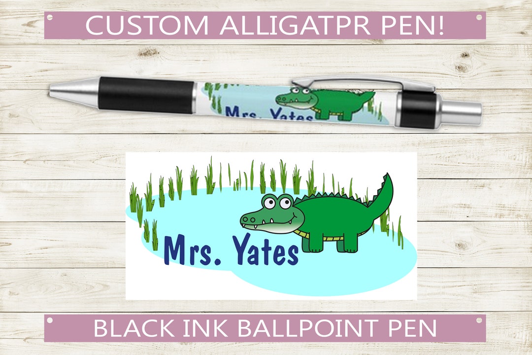 Custom Alligator Pen // Black Ink Ballpoint Pen With Personalized Name ...