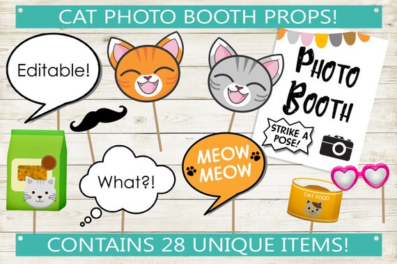 Cat Photo Booth Props // Editable Speech Bubbles Printable - Etsy