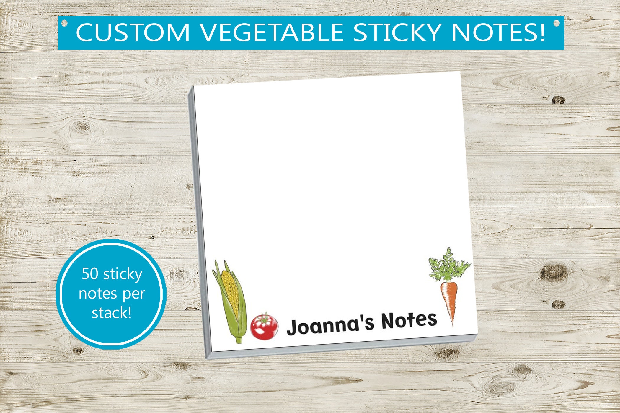 Custom Vegetable Sticky Notes // Garden Design Personalized - Etsy
