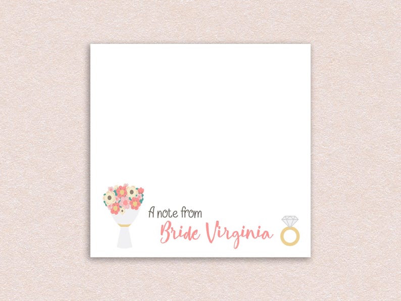Personalized Sticky Notes With Wedding Design and Custom Name // 3"x3 ...