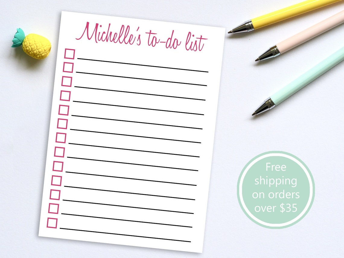 To-do List Custom Notepad Name // 50 Sheets per Stack 4"x5.5" Size ...