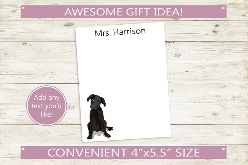 Personalized Notepad With Black Lab Dog Design and Custom Name // 50 ...