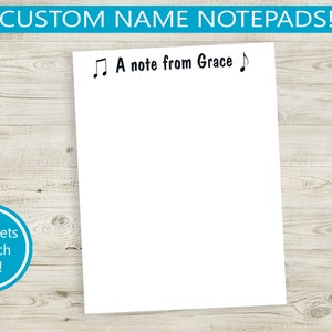 Personalized Notepad With Music Note Design and Custom Name // 50 ...