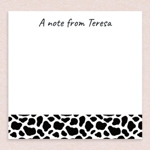 Personalized Sticky Notes With Cow Print Design and Custom Text // 3x3 ...