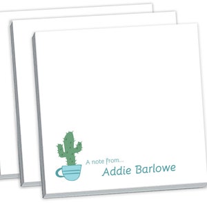 Sticky Note Pads With Cactus Design Custom Name // Personalized Gift ...
