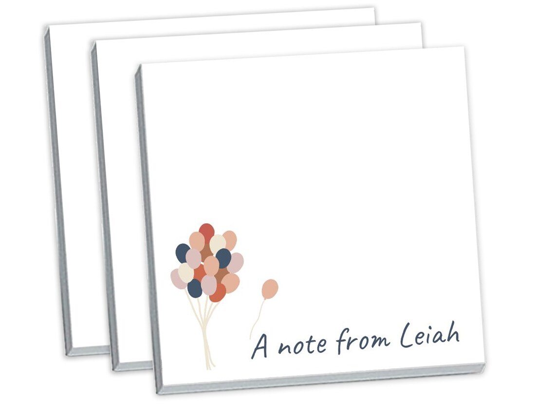 Personalized Sticky Notes With Modern Balloon Design and Custom Name ...