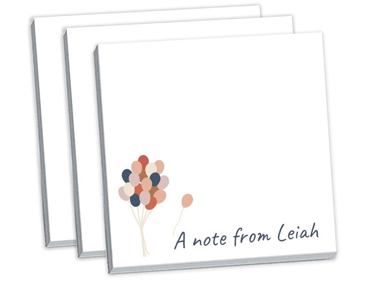 Personalized Sticky Notes With Modern Balloon Design and | Etsy