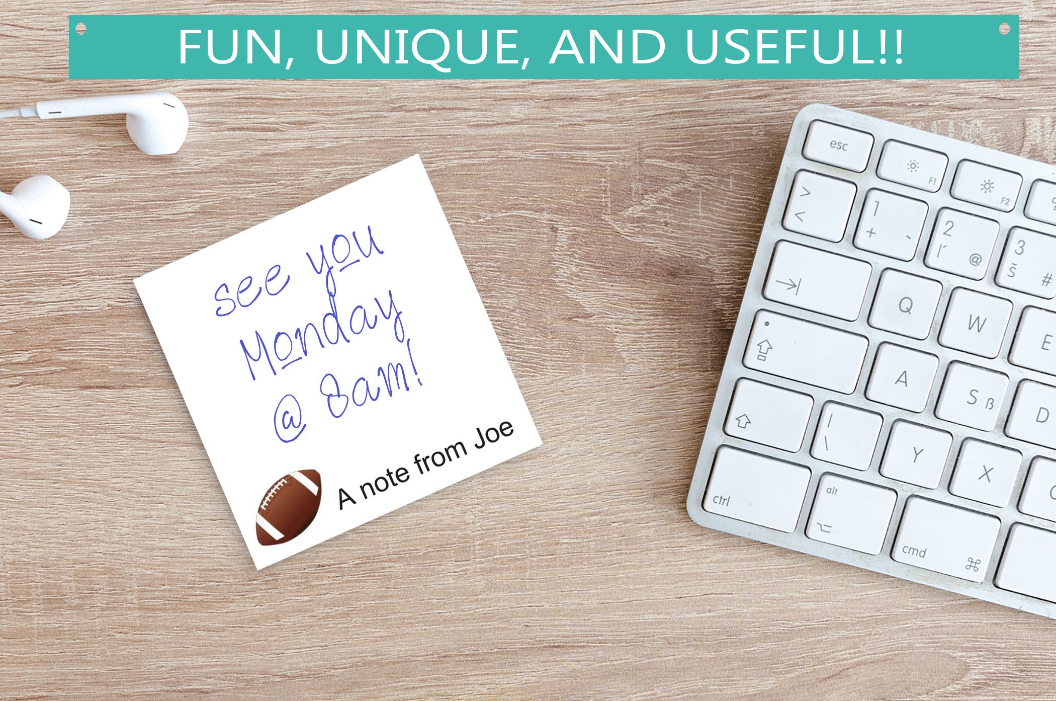 Custom Football Sticky Notes // 3x3 Personalize Gift Idea Coworker ...