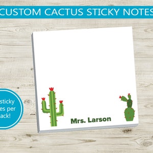 Custom Sticky Notes Cactus Design // Personalize Gift Idea for Coworker ...