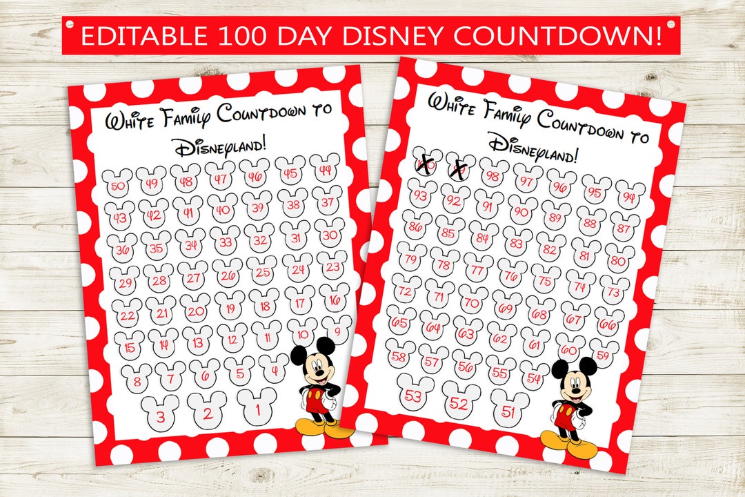 Vacation Countdown Editable PDF // Custom Name, 100 Day Countdown ...