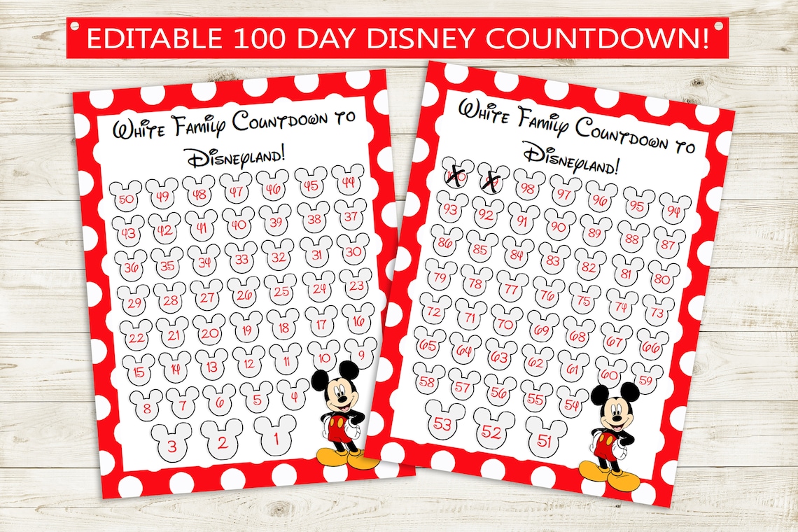 Vacation Countdown Editable PDF // Custom Name 100 Day - Etsy