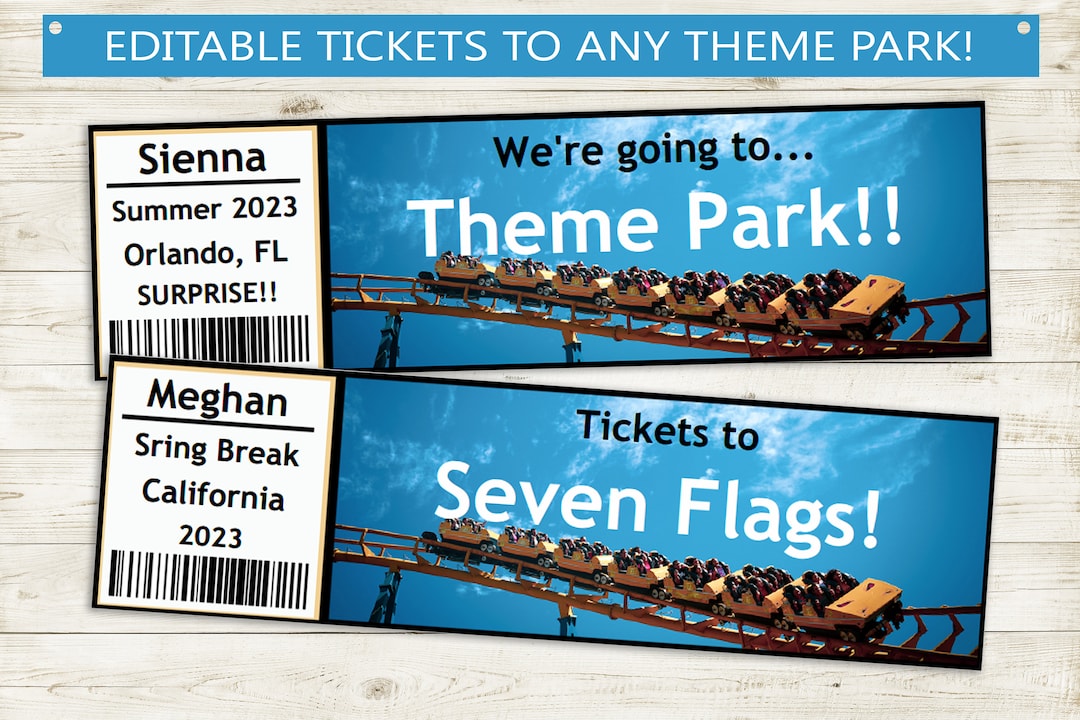 Amusement Park Editable Novelty Tickets // Customize for Any Theme Park ...