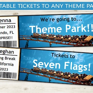 Amusement Park Editable Novelty Tickets // Customize for Any Theme Park ...