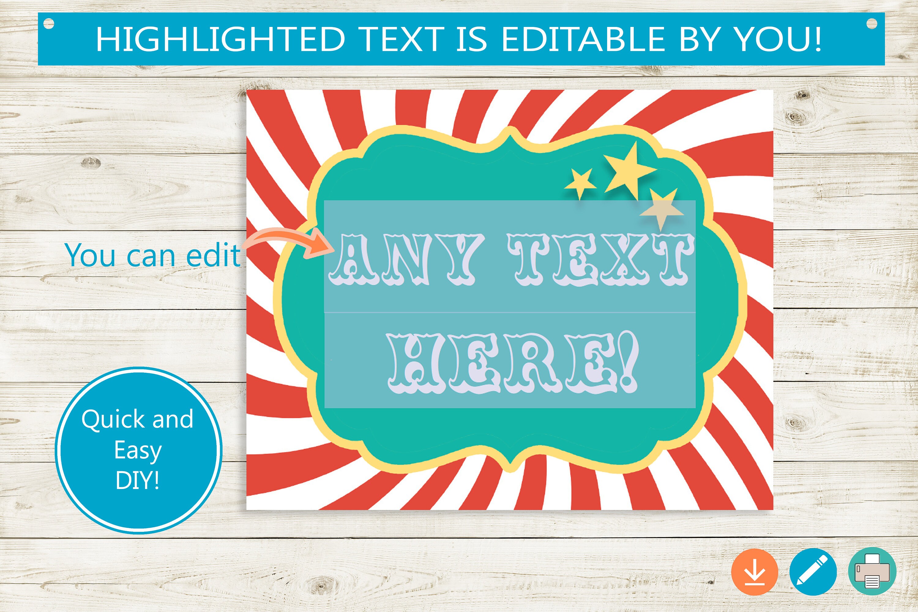 Editable Carnival Sign // Instant Download PDF // Printable - Etsy