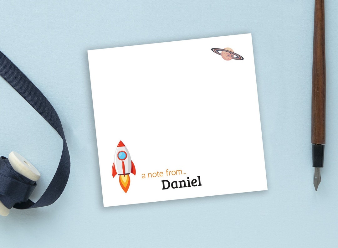 Sticky Note Pads With Rocket Space Design Custom Name // Personalized ...
