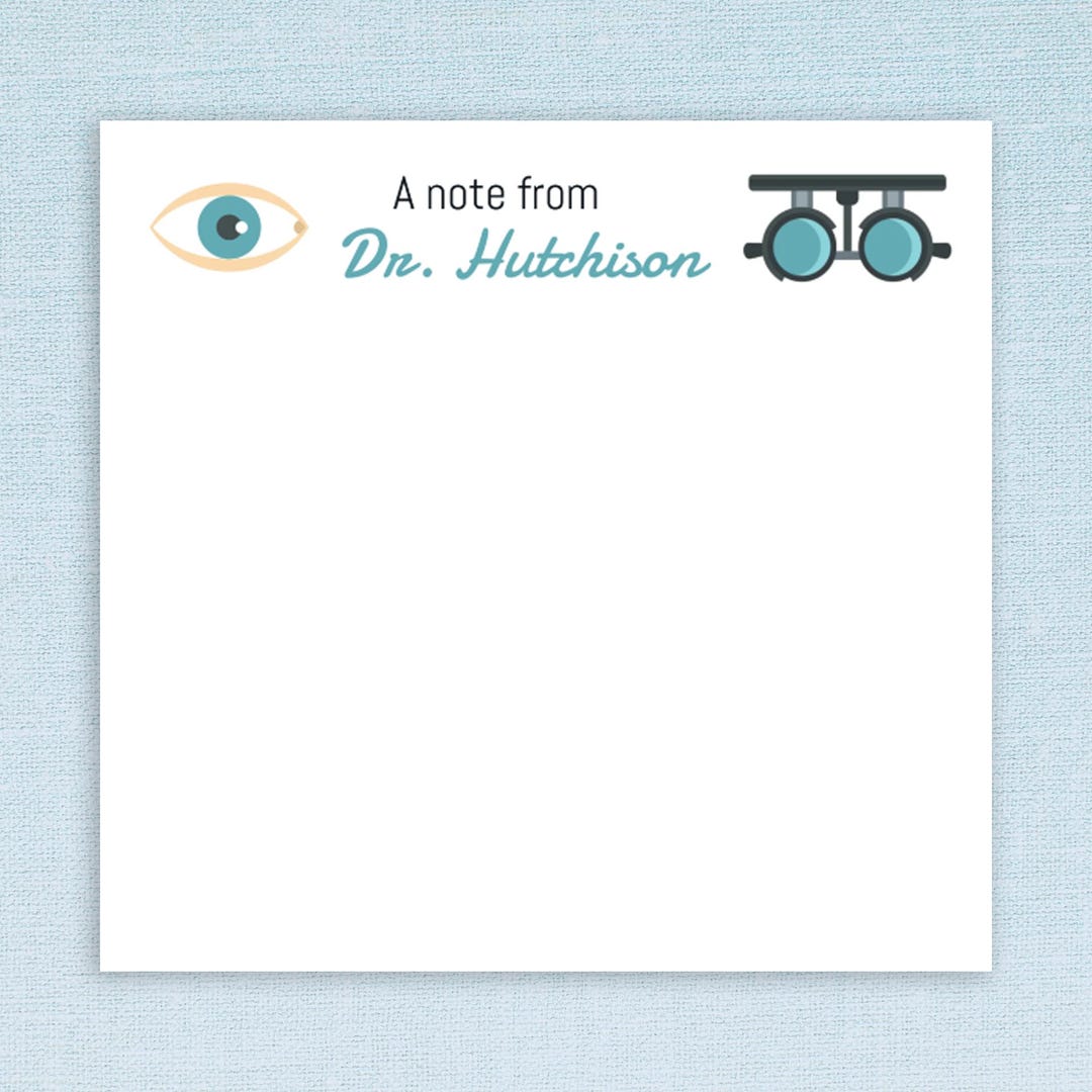 Personalized Sticky Notes With Optometry Design and Custom Text // 3x3 ...