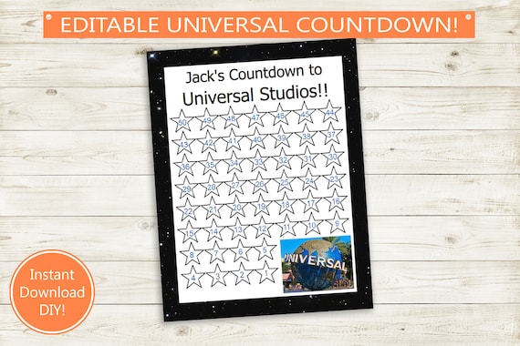 Universal Studios Vacation Countdown Printable // Editable PDF - Etsy