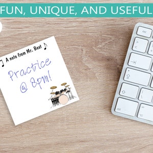 Personalized Sticky Notes Drum Set Design // 3x3 Inch With 50 Notes per ...