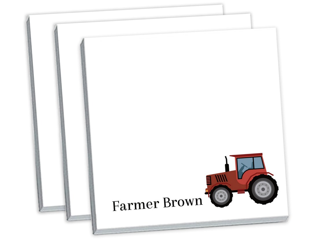 Personalized Sticky Notes With Tractor Design and Custom Text // 3"x3 ...