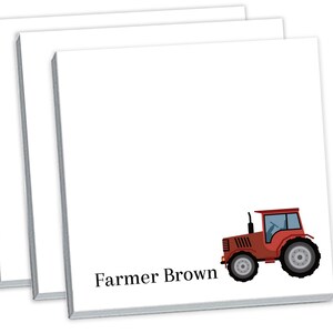 Personalized Sticky Notes With Tractor Design and Custom Text // 3"x3 ...