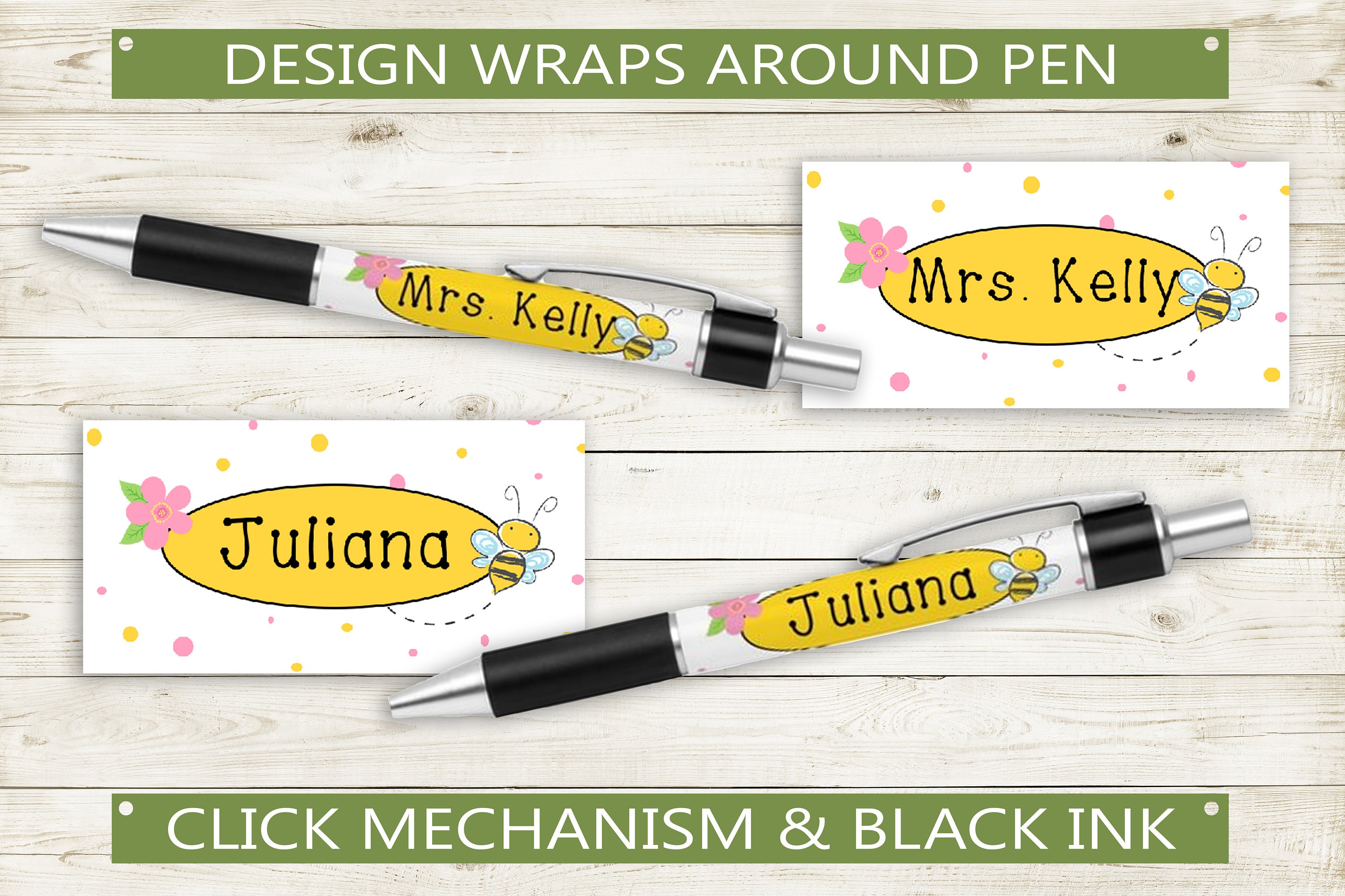 Personalized Bee Stationery Set - 2 Sticky Note Pads, 1 Pen, 1 Notepad ...