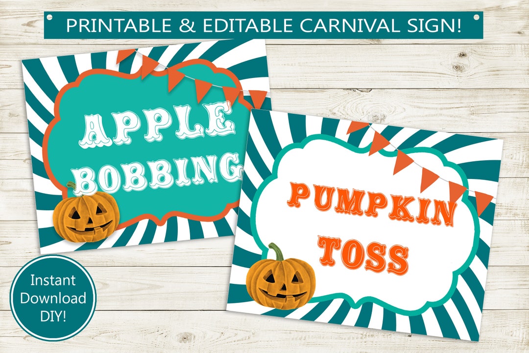 Editable Carnival Sign Halloween // Instant Download PDF // Printable ...