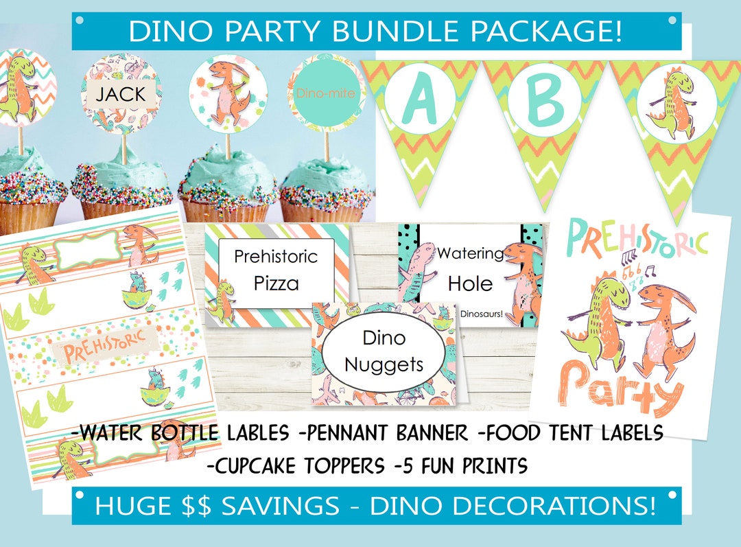 HUGE Dinosaur Party Decorations Package Instand Download PDF Includes ...