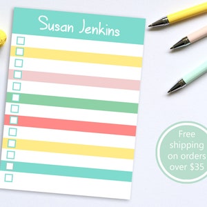 Custom Notepad Colorful Checklist With Personalized Name // 50 Sheets ...