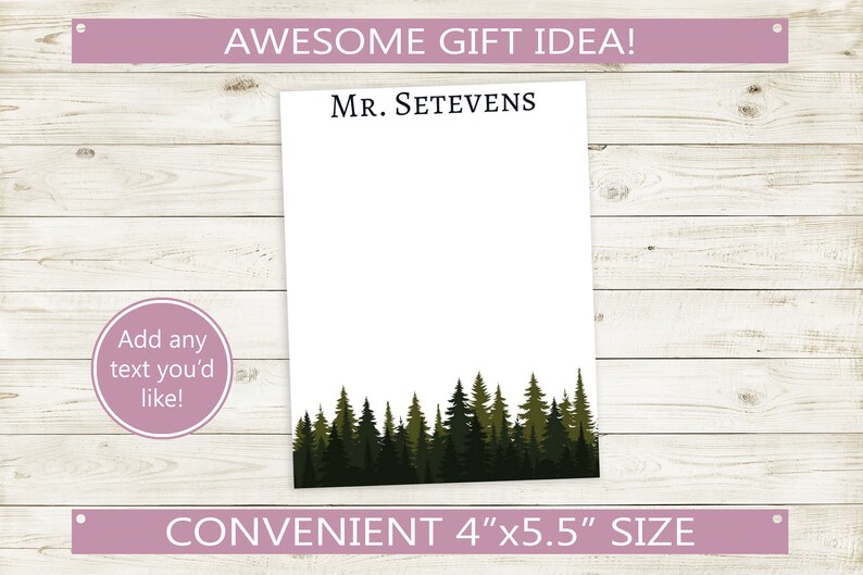 Custom Notepad With Tree Forest Design // 50 Sheets per Stack - Etsy