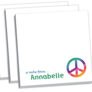 Personalized Sticky Notes // Peace Sign Hippy Colorful Design With ...