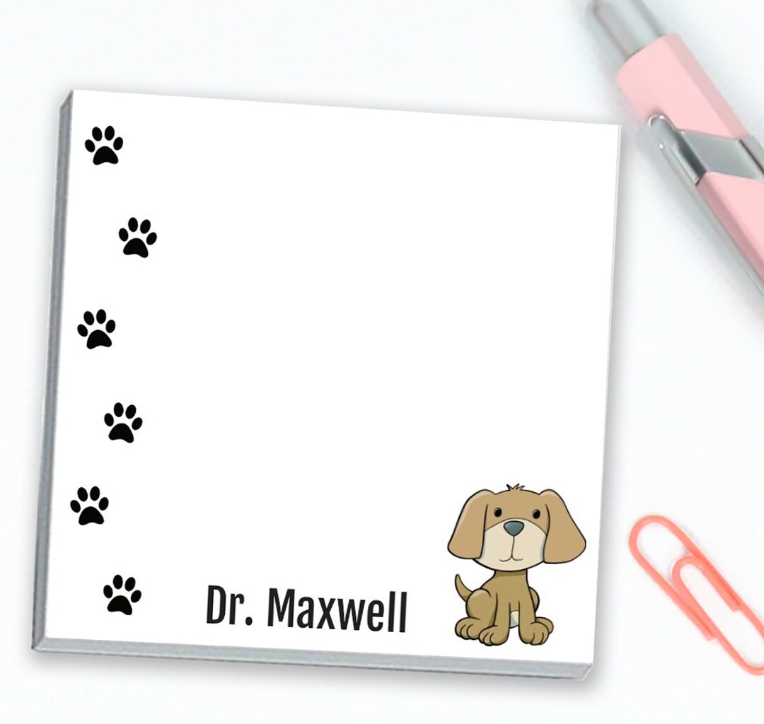 Personalized Dog Sticky Notes // Customize With Any Name // 50 Stickies ...