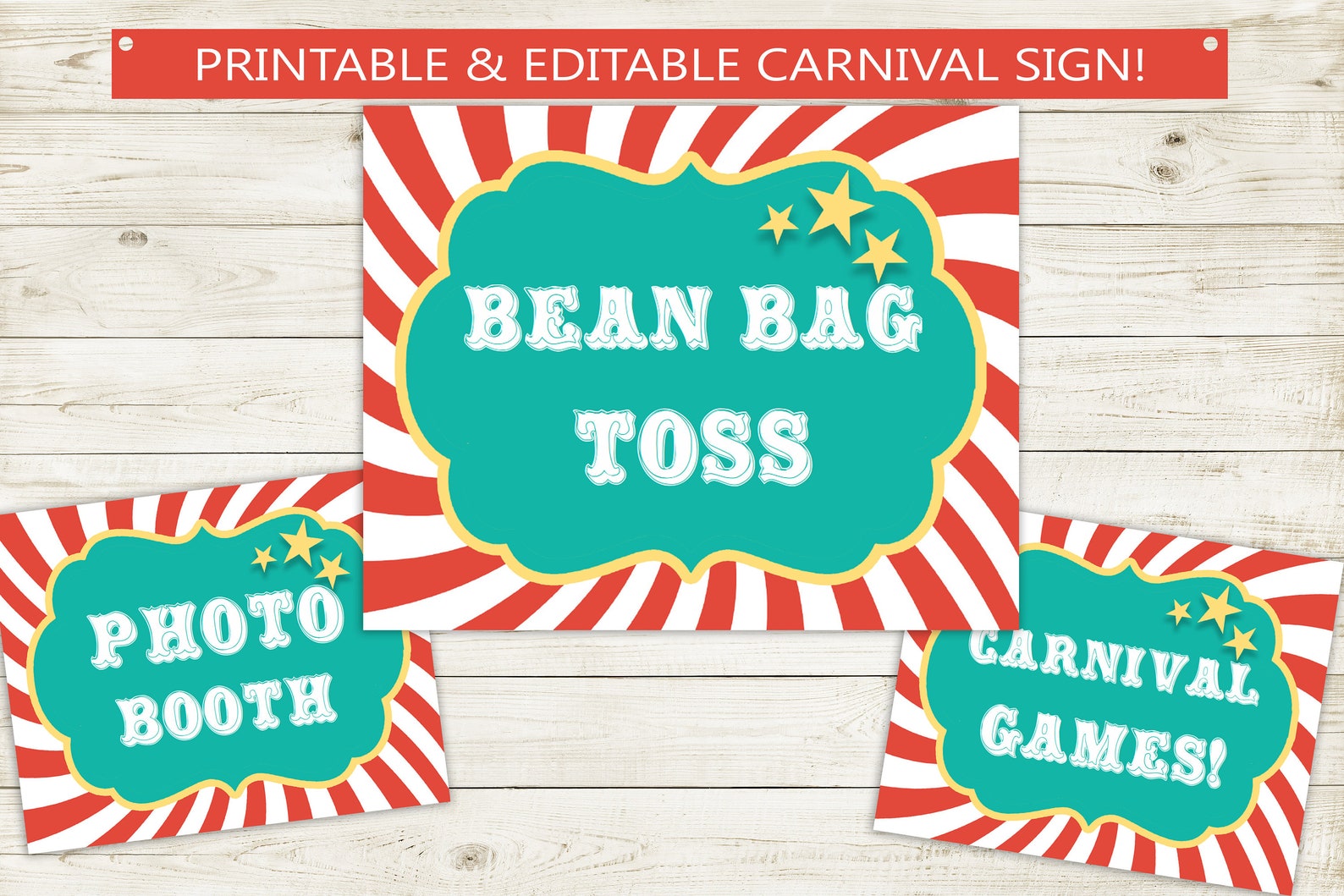 Editable Carnival Sign // Instant Download PDF // Printable Circus Sign ...