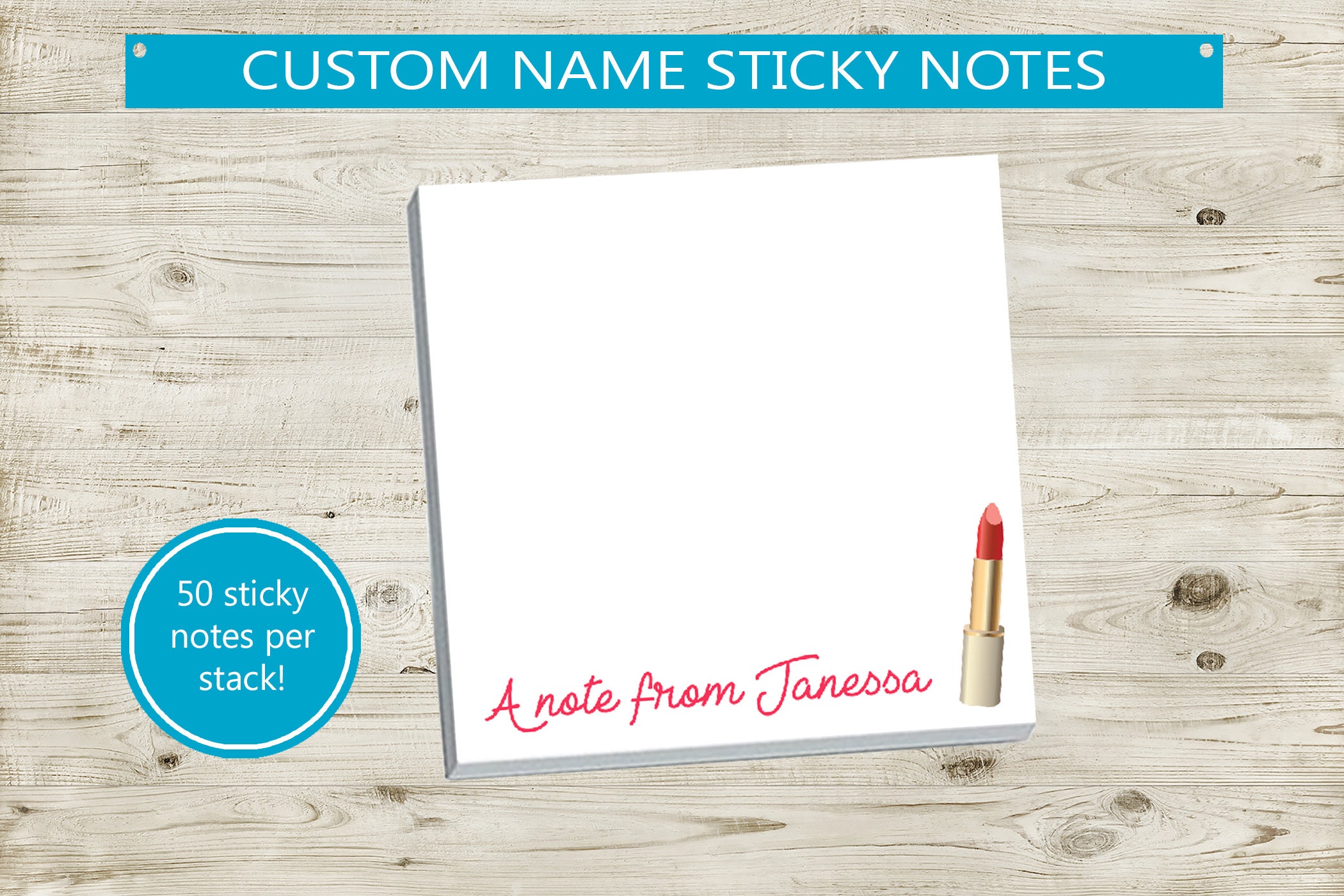 Custom Lipstick Sticky Notes // Personalized Text // 50 Stickies per ...