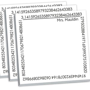 Personalized Sticky Notes With Math Pi Design // 3x3 Inch, 50 Notes per ...