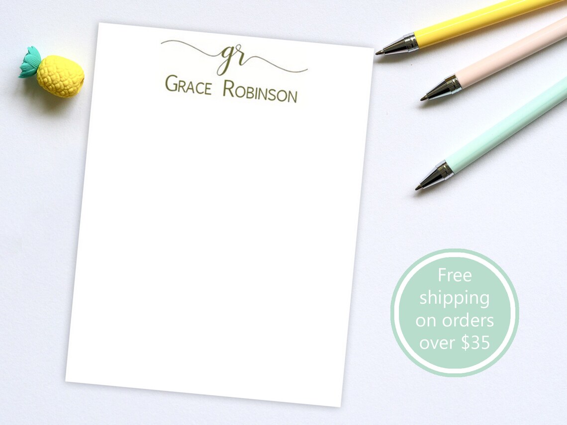 Custom Notepad Name and Initials // 50 Sheets per Stack - Etsy