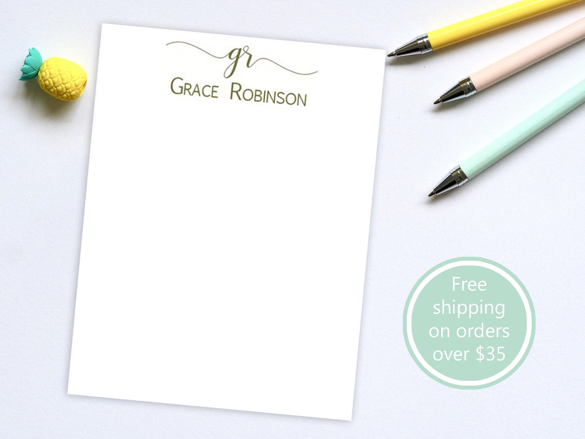 Custom Notepad Name and Initials // 50 Sheets per Stack - Etsy