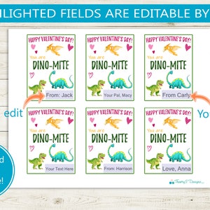 Dinosaur Valentine Printable Valentine's Day Cards // Instant Download ...